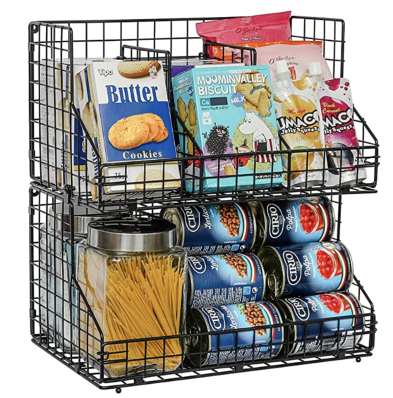 Stackable Wire Baskets with Removable Dividers - Clever Girl Organizing