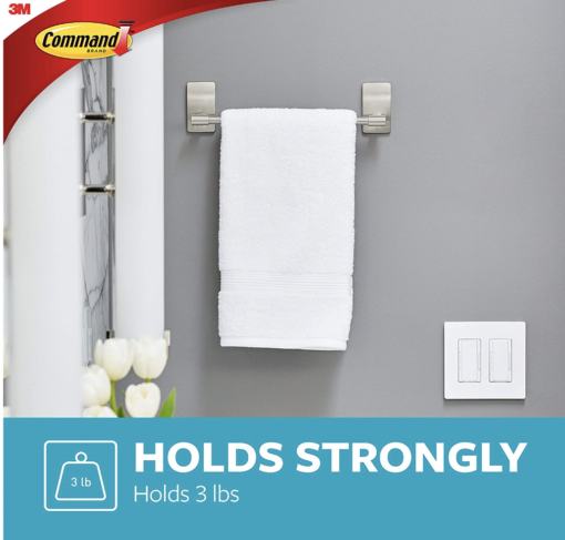 Command Hand Towel Bar with Water-Resistant Command Strips - Clever Girl Organizing
